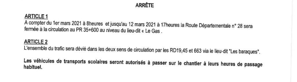 Arrêté de circulation RD 28 – Site officiel de la commune de Puycapel ...